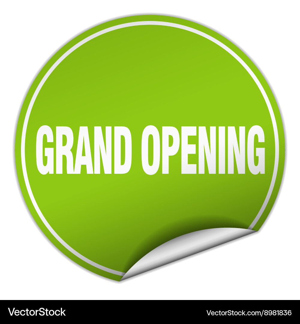 Grand opening round green sticker isolated Vector Image