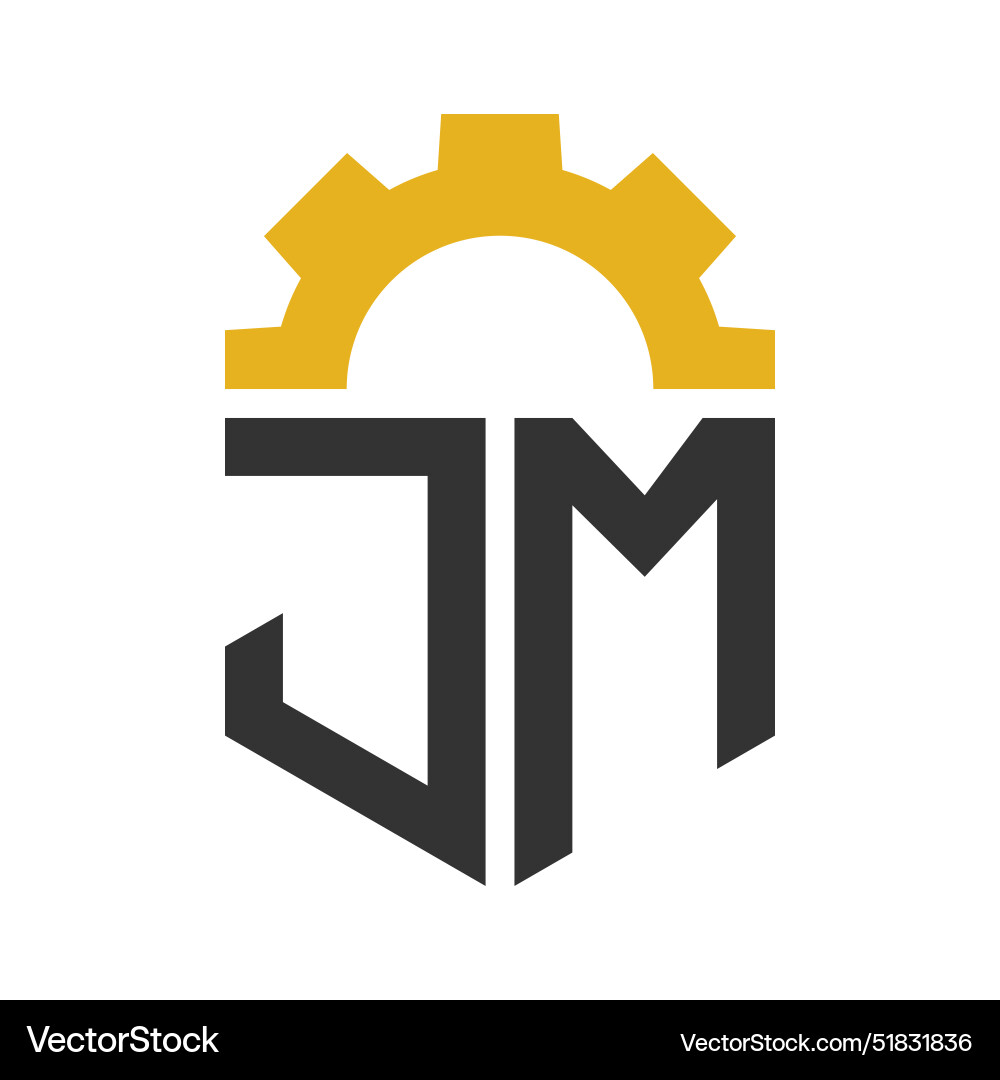 Letter jm gear logo design for service center Vector Image