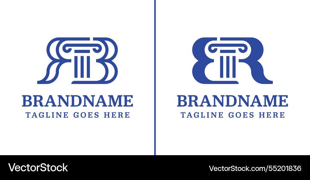 Letters br or rb pillar law logo symbolizing Vector Image