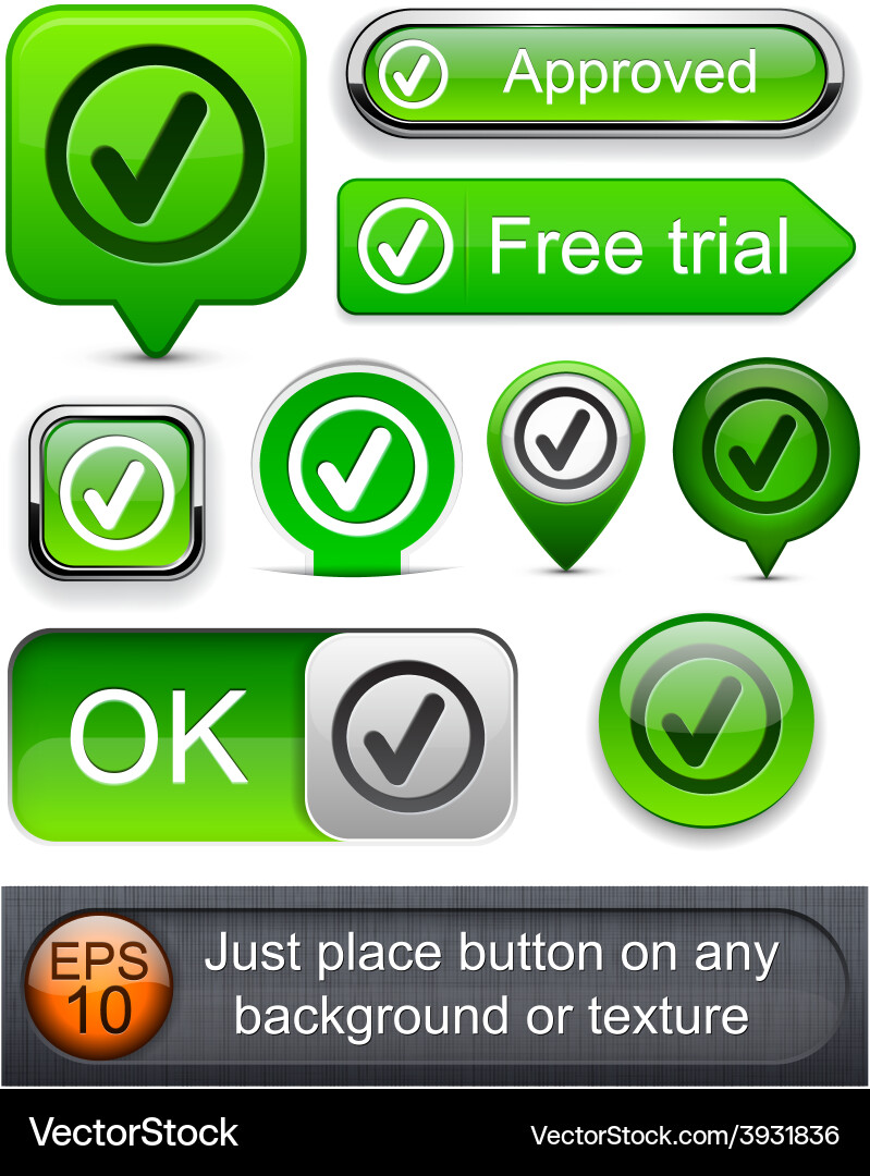 Modern Green Tick Buttons Royalty Free Vector Image