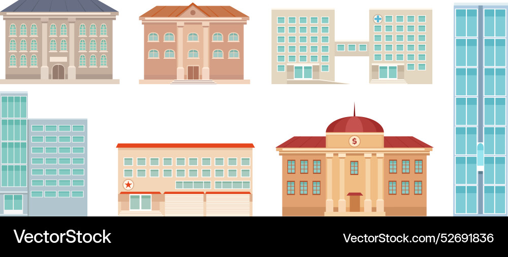 Municipal buildings isolated Royalty Free Vector Image