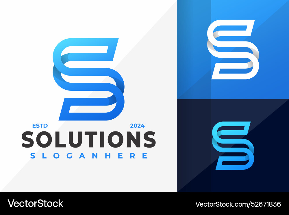 S solutions logo design symbol icon Royalty Free Vector