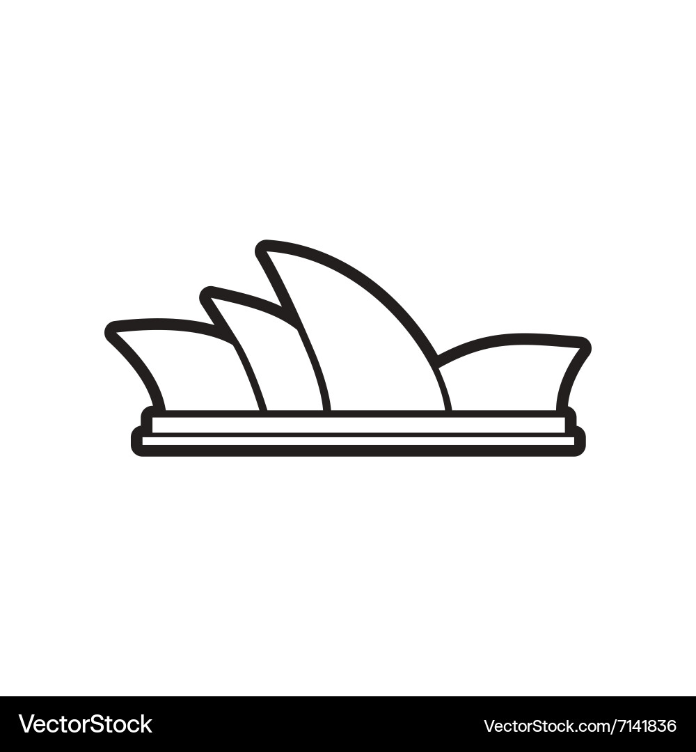 Sydney Opera House Icon - White & Black Vector Image