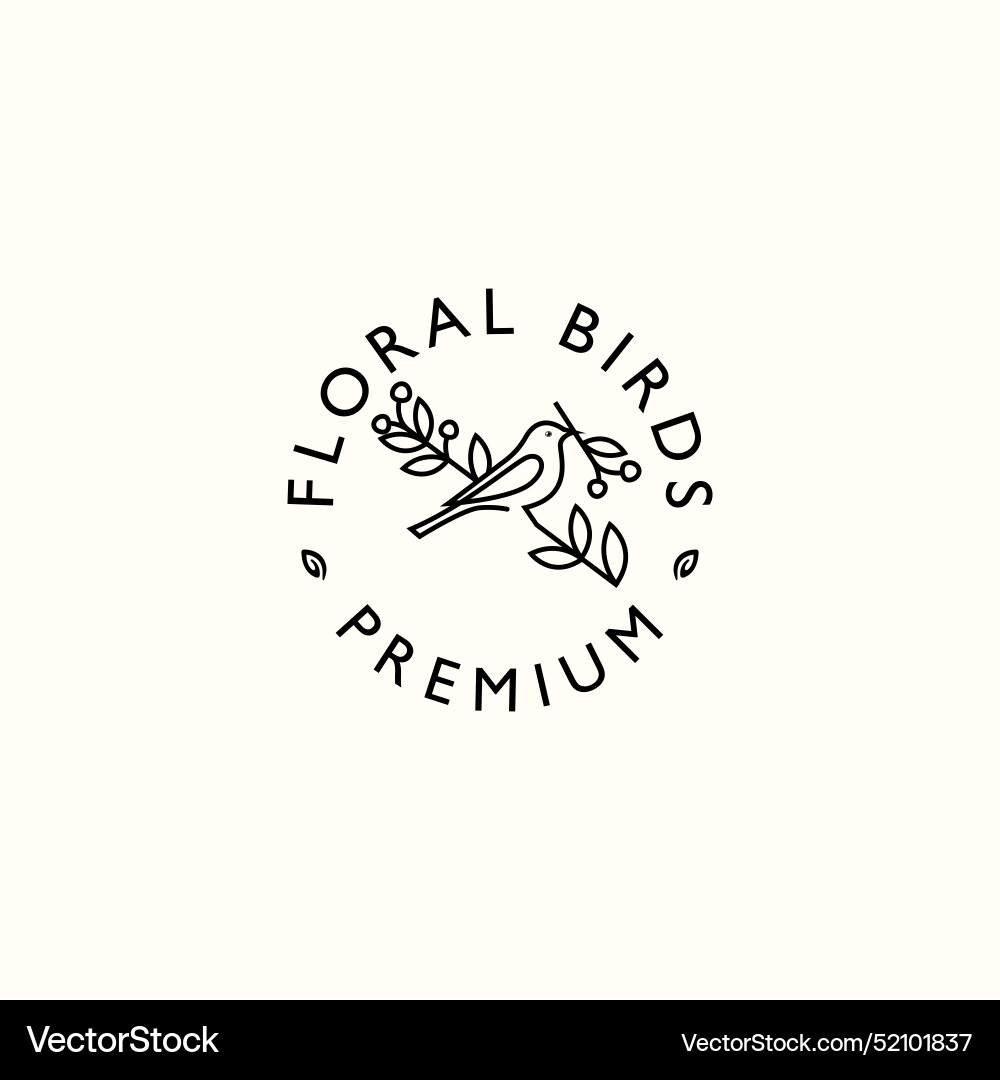 Bird logo retro vintage line art Royalty Free Vector Image