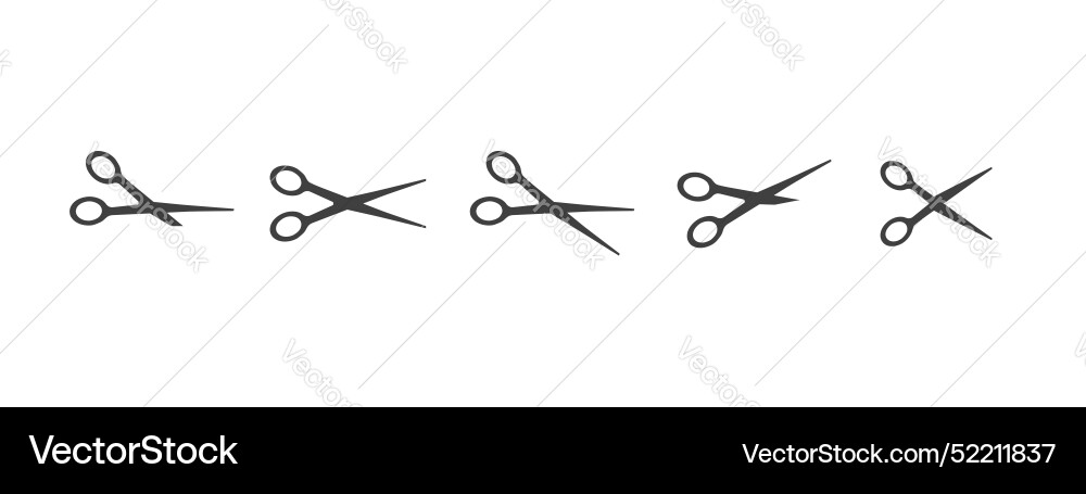 Cut here icon black scissors cutting set Vector Image