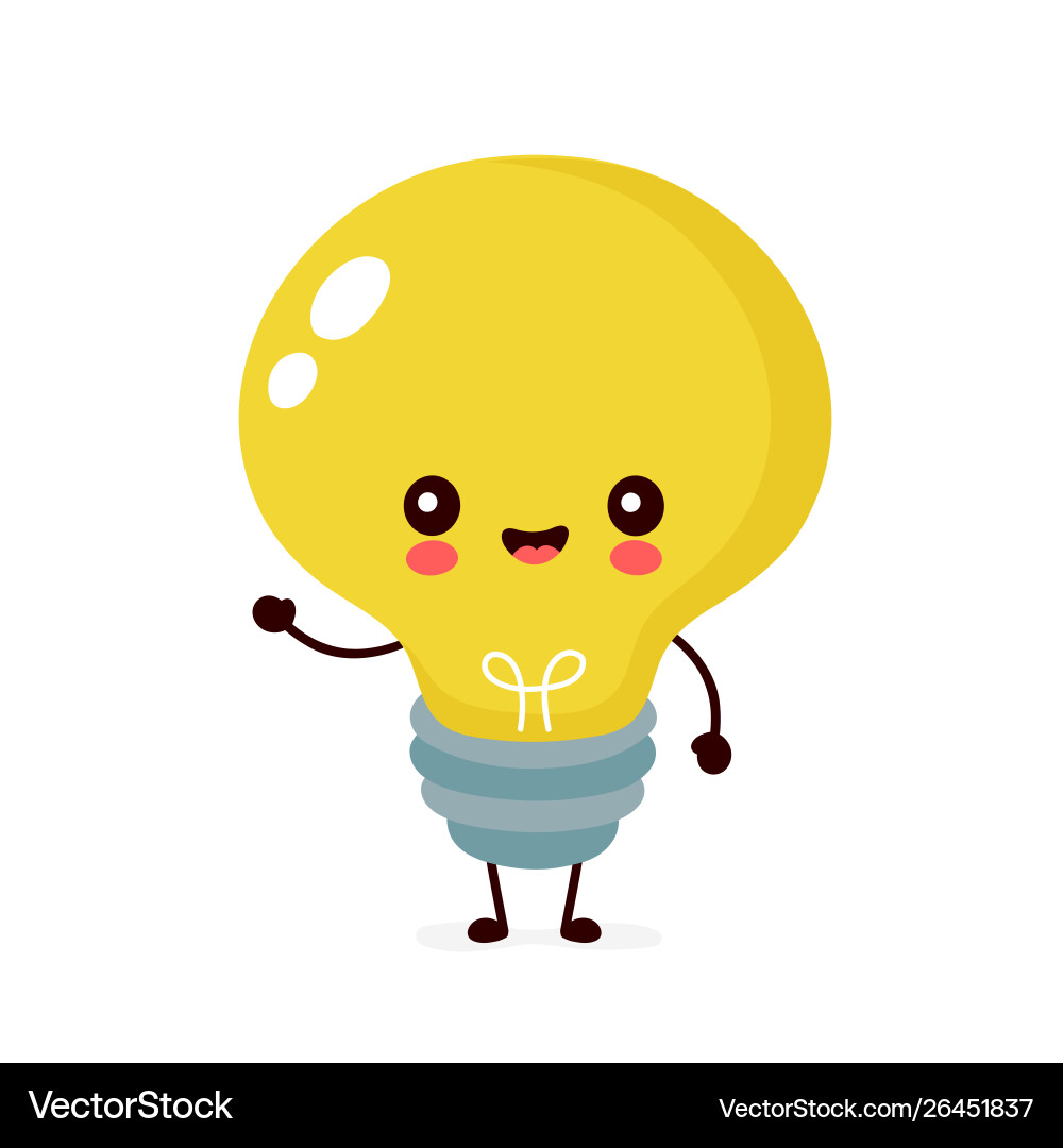 Cute happy smiling light bulb Royalty Free Vector Image