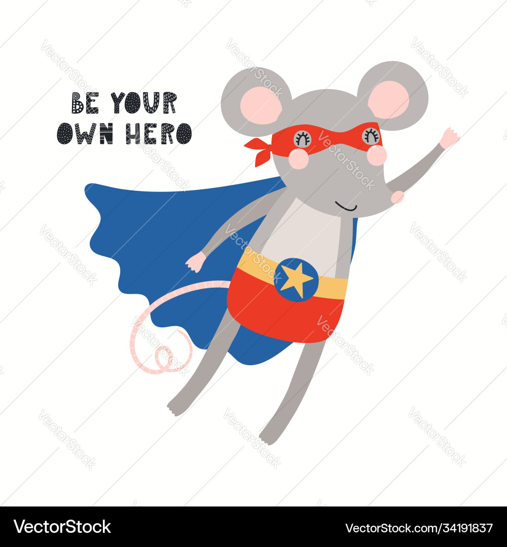 Süße Maus Superheld Lizenzfreies Vektorbild
