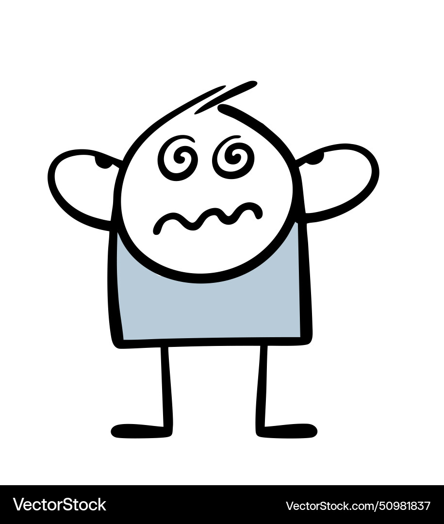 Funny stickman covered his ears Royalty Free Vector Image