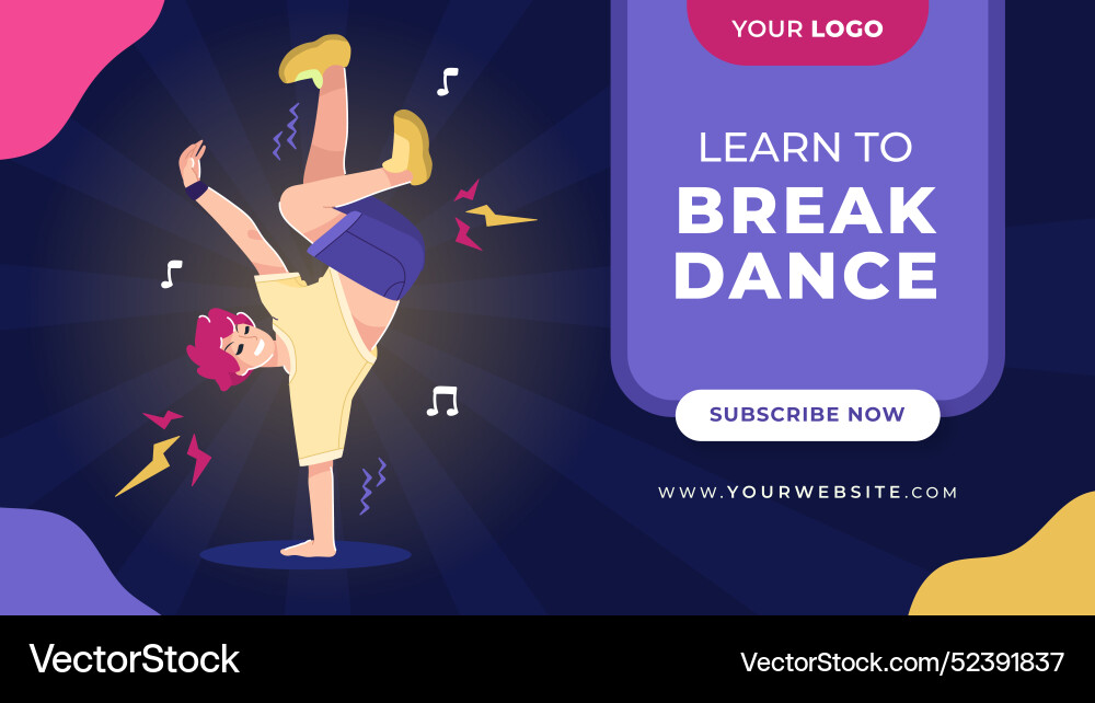Hand drawn dance school template Royalty Free Vector Image