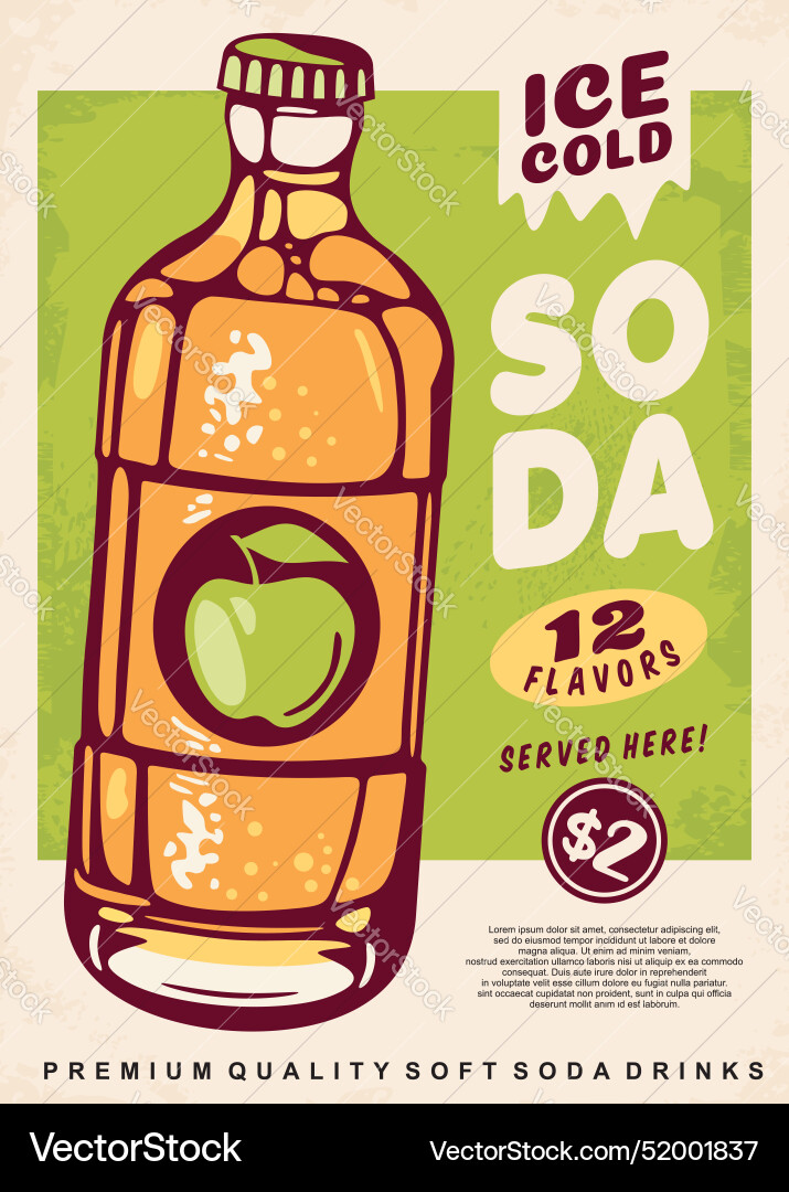 Ice cold soda advertisement Royalty Free Vector Image