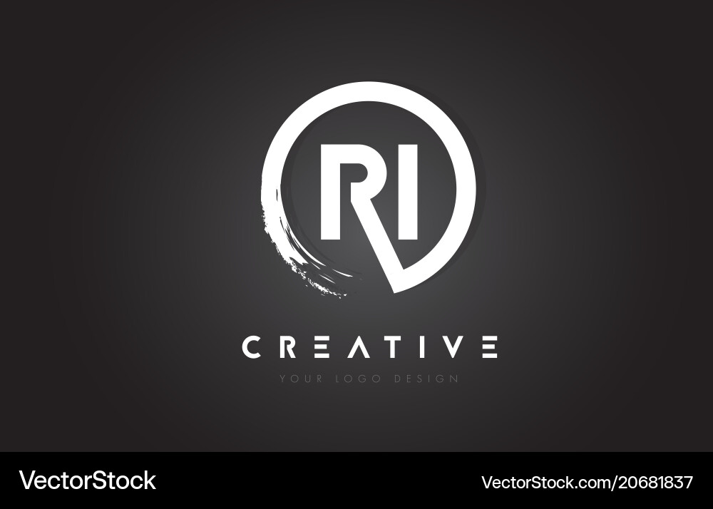 Ri circular letter logo with circle brush design Vector Image