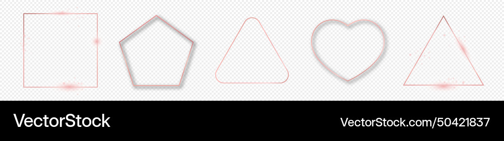 Rose gold glowing different geometric shape frame Vector Image