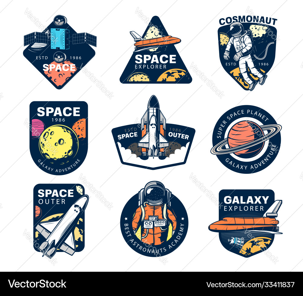Space Exploration Icons Royalty Free Vector Image