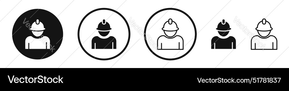 User helmet safety icon set black filled Vector Image