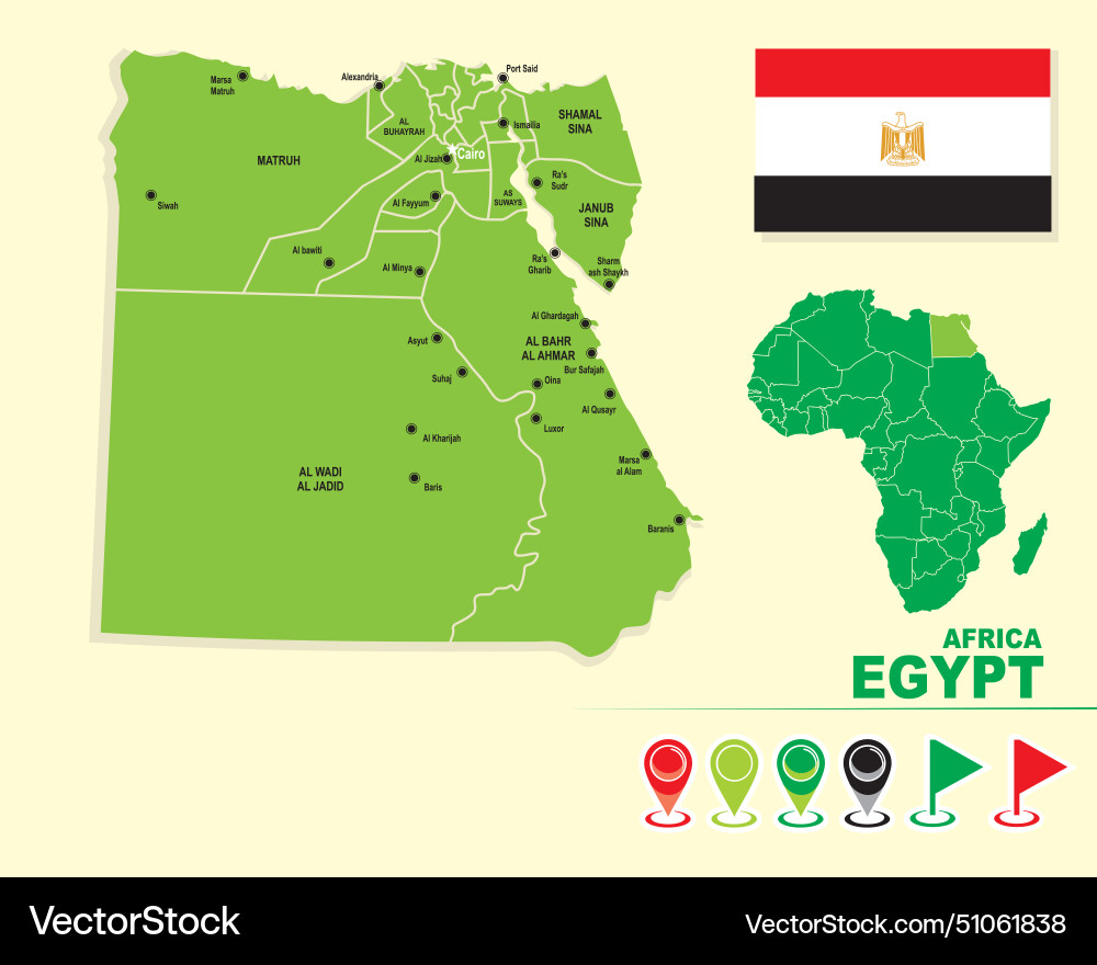 Egypt Political Map Royalty Free Vector Image - VectorStock