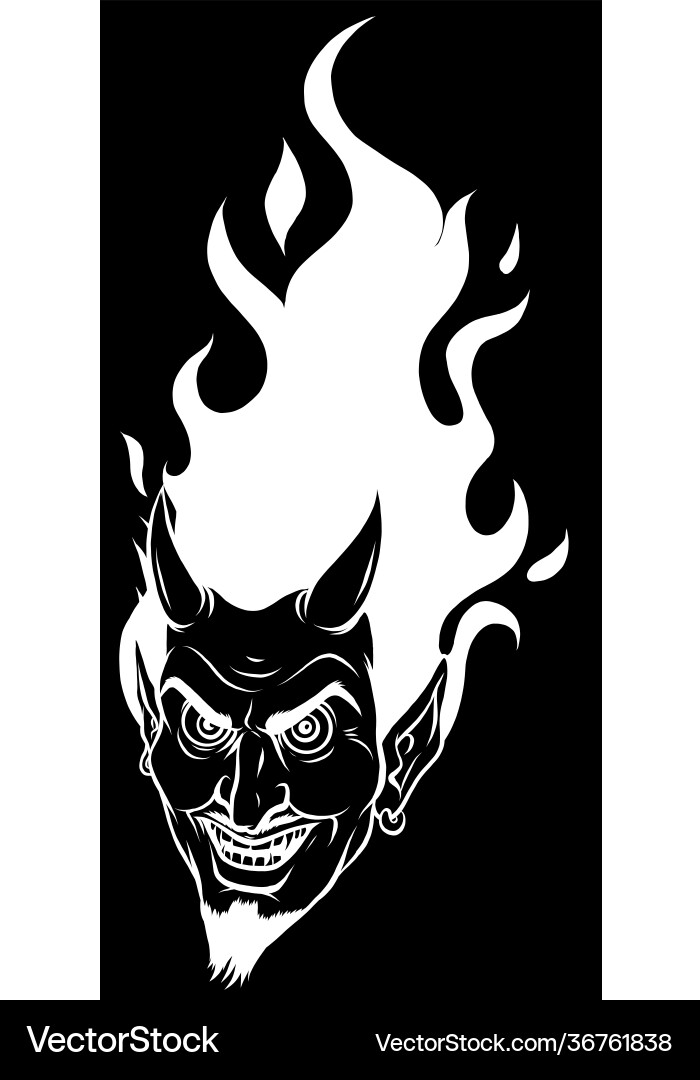 Evil burning silhouette in black background Vector Image