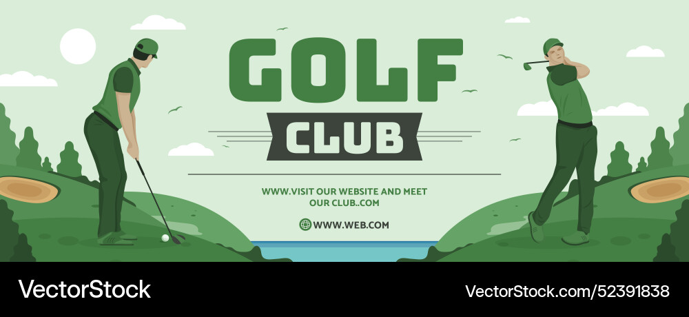 Hand drawn golf club template design Royalty Free Vector