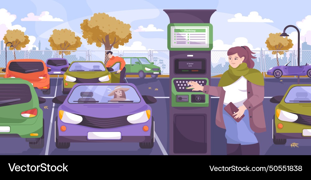 Paying for parking composition Royalty Free Vector Image