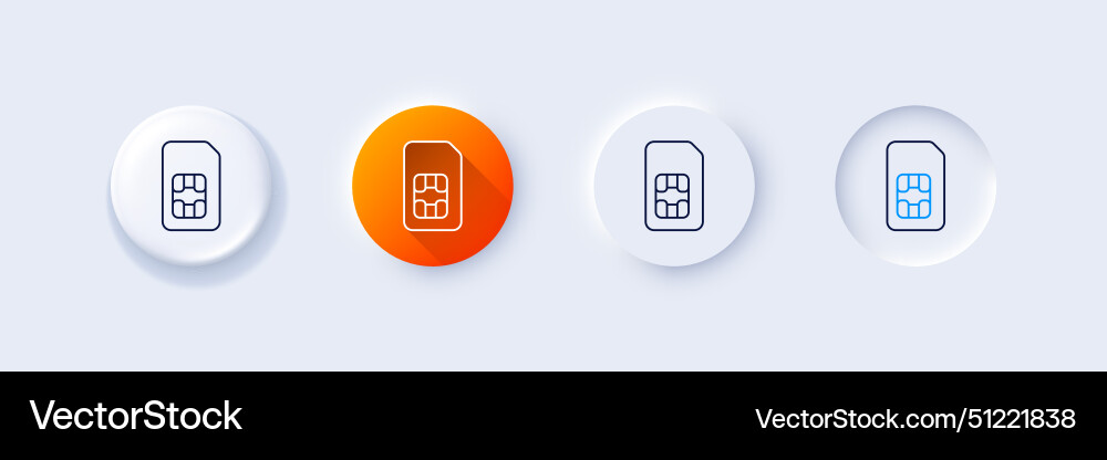 Sim card line icon phone cellular data sign Vector Image