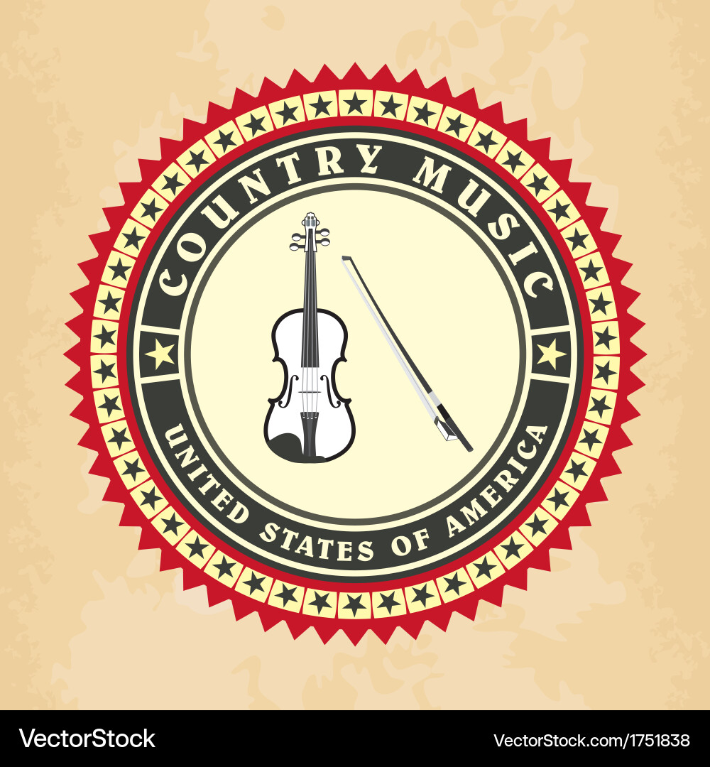 Vintage label country music Royalty Free Vector Image