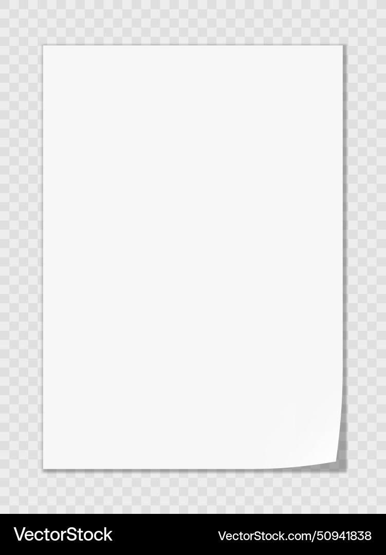 White Paper Mockup on Transparent Background Vector Image