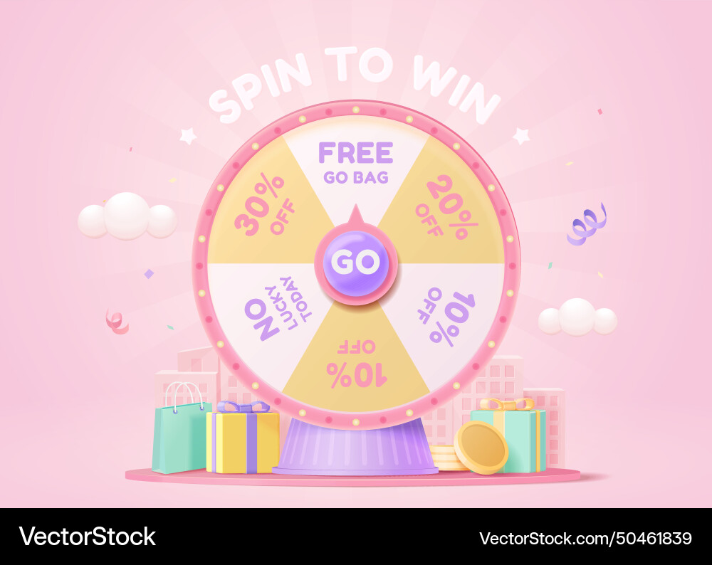 3d fortune spinning wheel template Royalty Free Vector Image