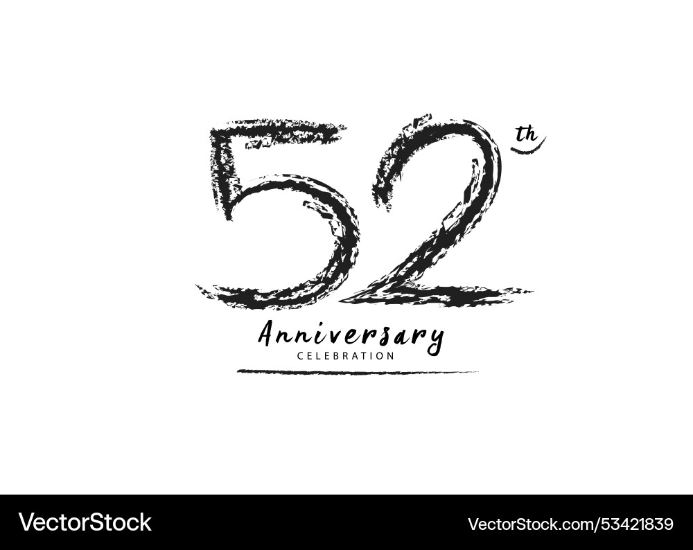 52 years anniversary celebration logo black Vector Image