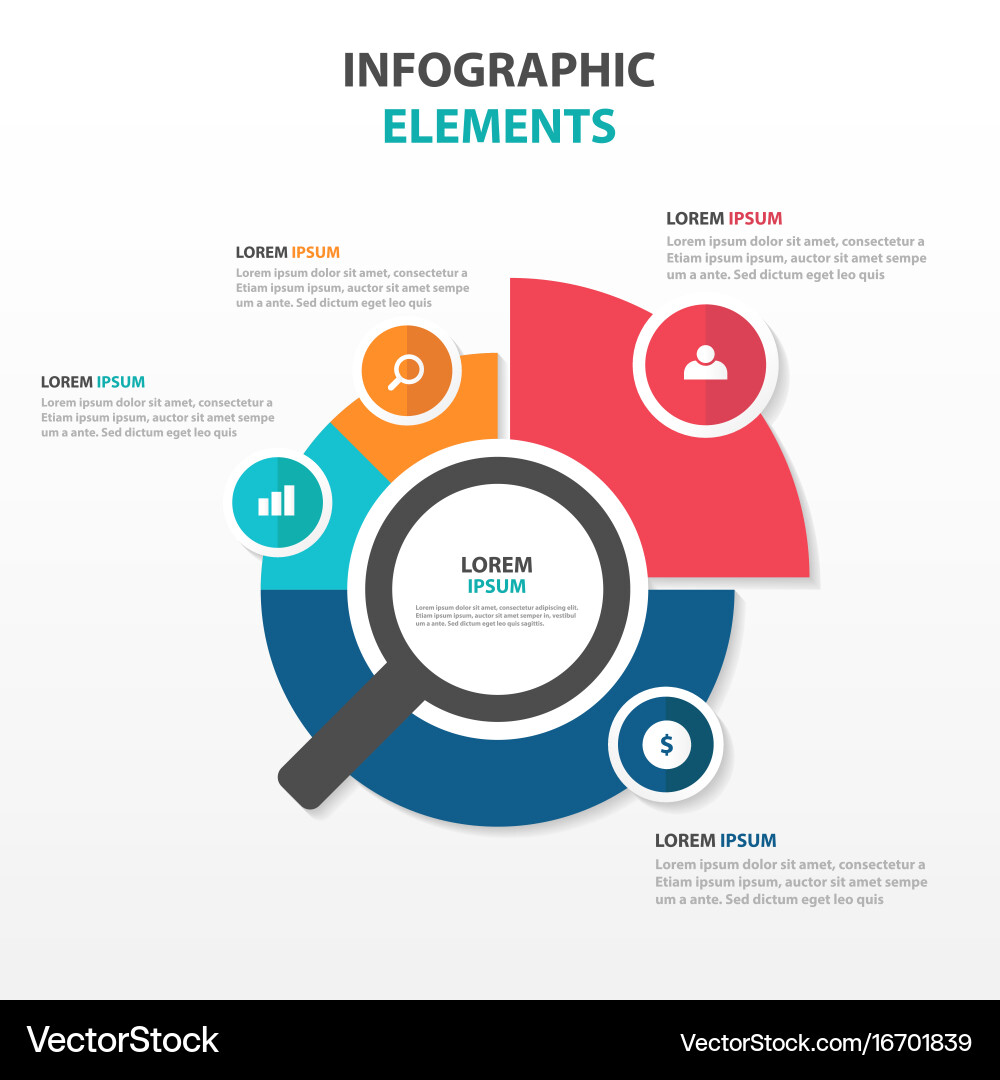 Abstract magnifier business infographics elements Vector Image