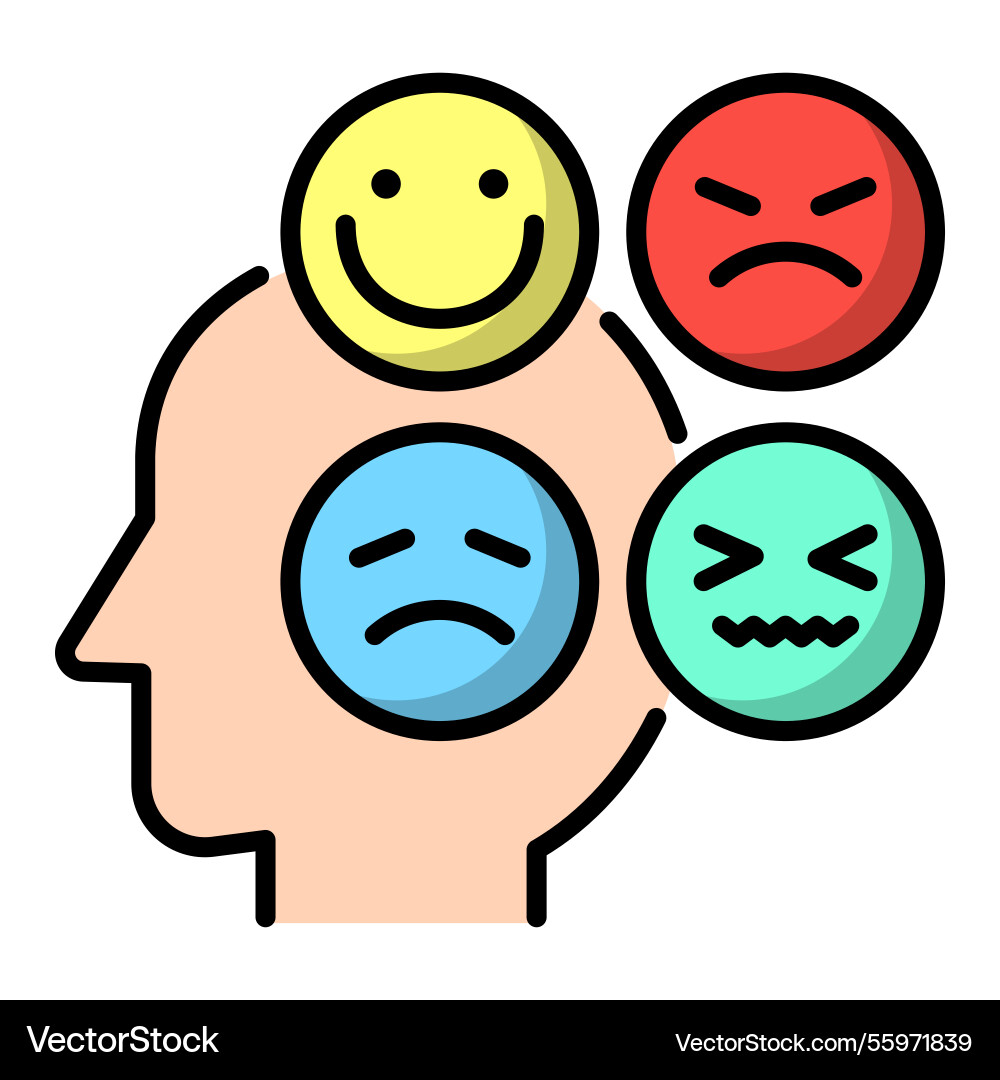 Control emotion color icon Royalty Free Vector Image