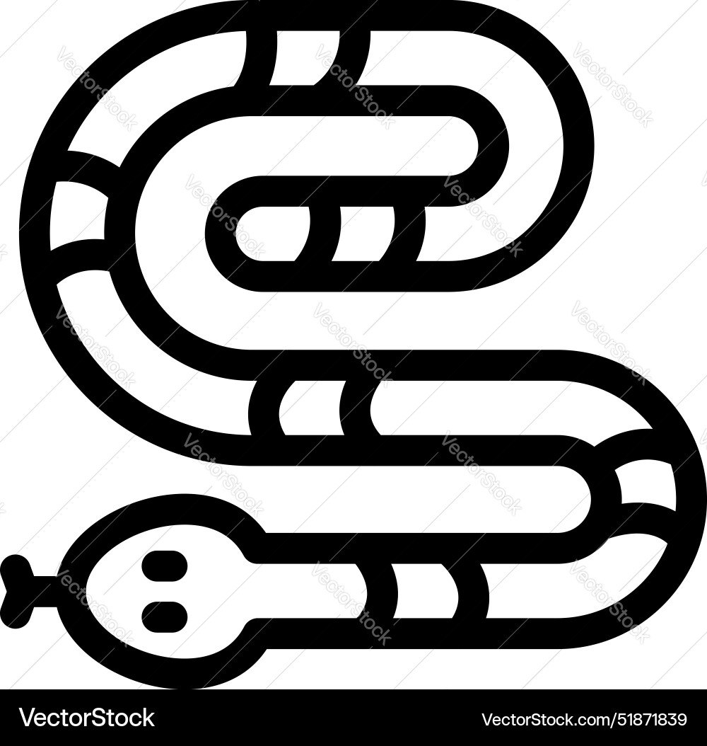 Curled snake slithering icon with bold outline Vector Image