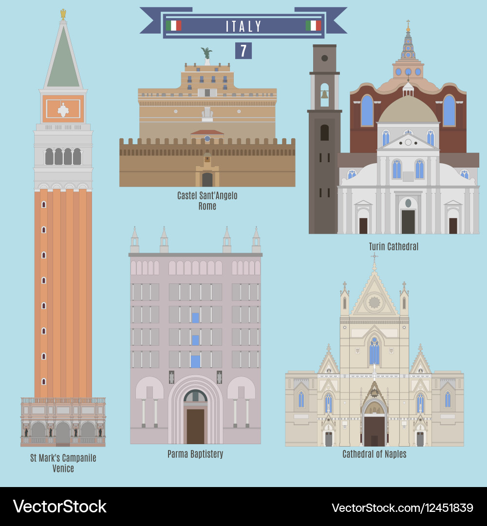 Famous places in italy Royalty Free Vector Image