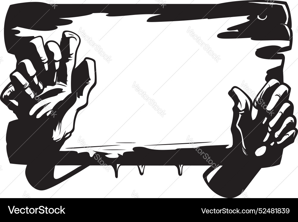Horrifying hail zombie hand signboard emblem Vector Image