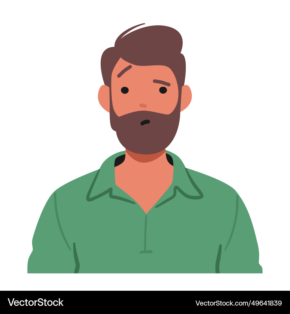 Male face wore a melancholic expression his eyes Vector Image