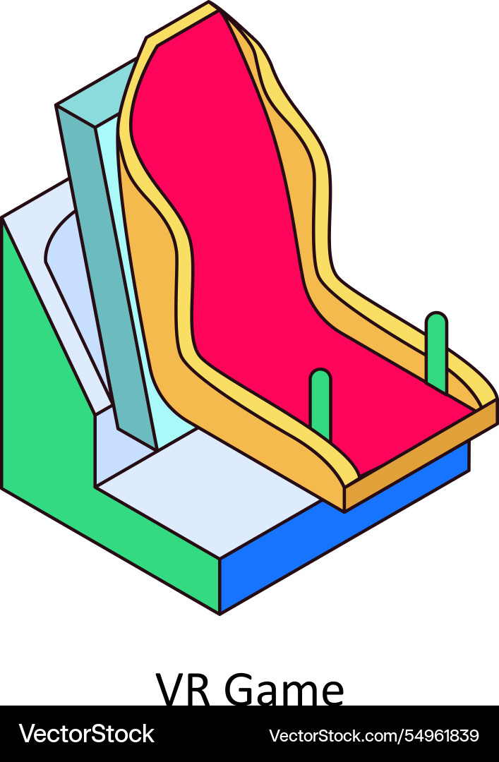 Vr game isometric colored Royalty Free Vector Image