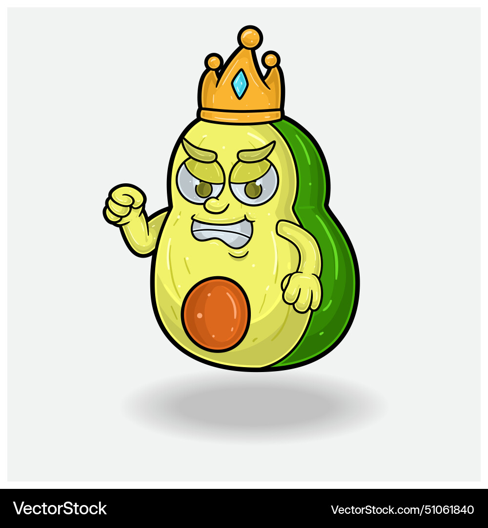 Angry expression with avocado fruit crown mascot Vector Image