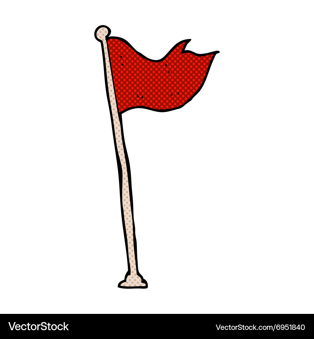 Comic cartoon flag on pole Royalty Free Vector Image