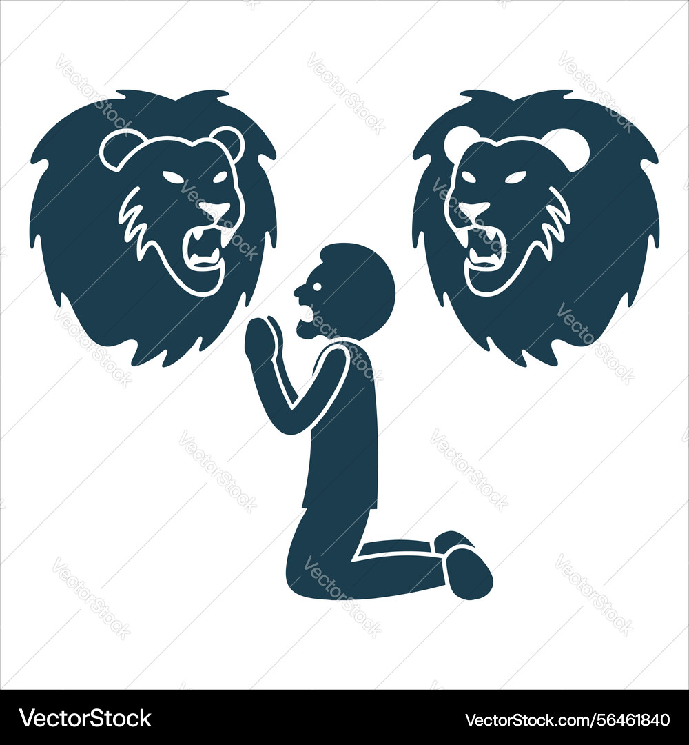 Daniel in the lions den silhouette Royalty Free Vector Image