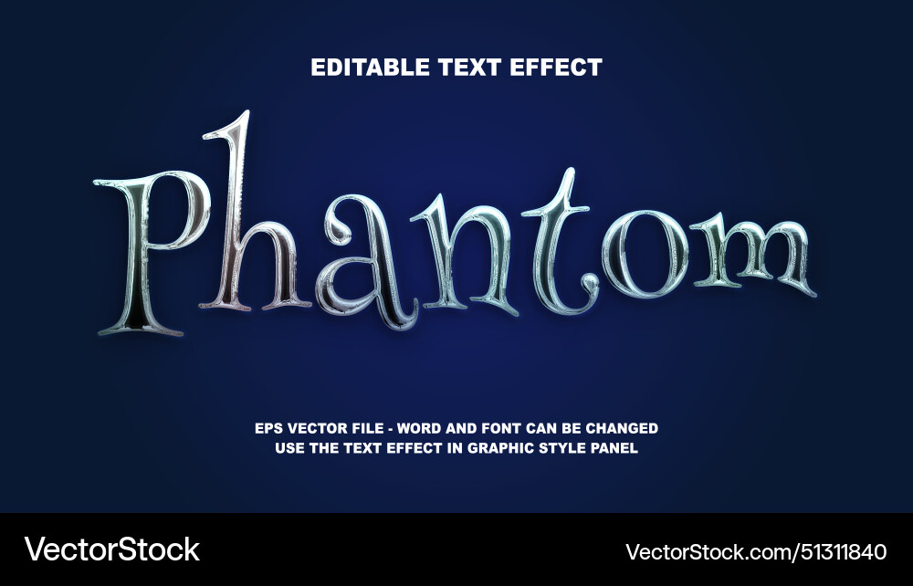 Editable text effect phantom 3d template Vector Image