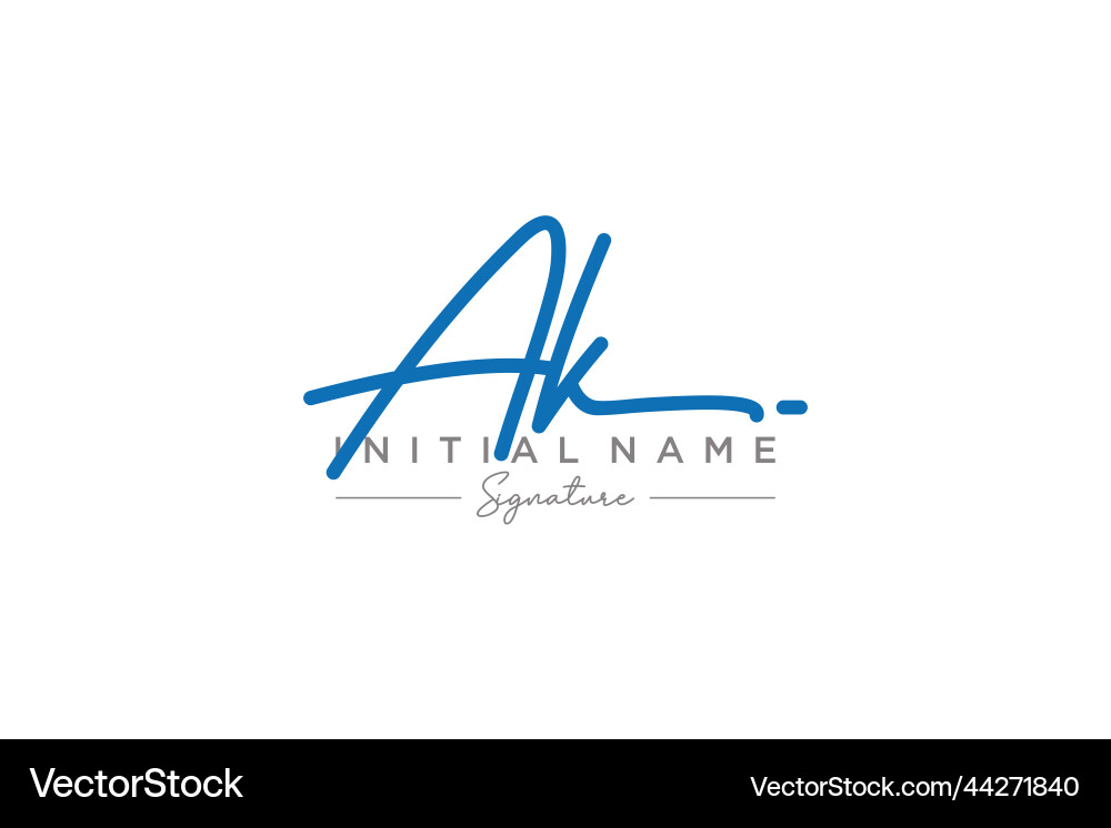 Elegant AK Signature Logo Royalty Free Vector Image