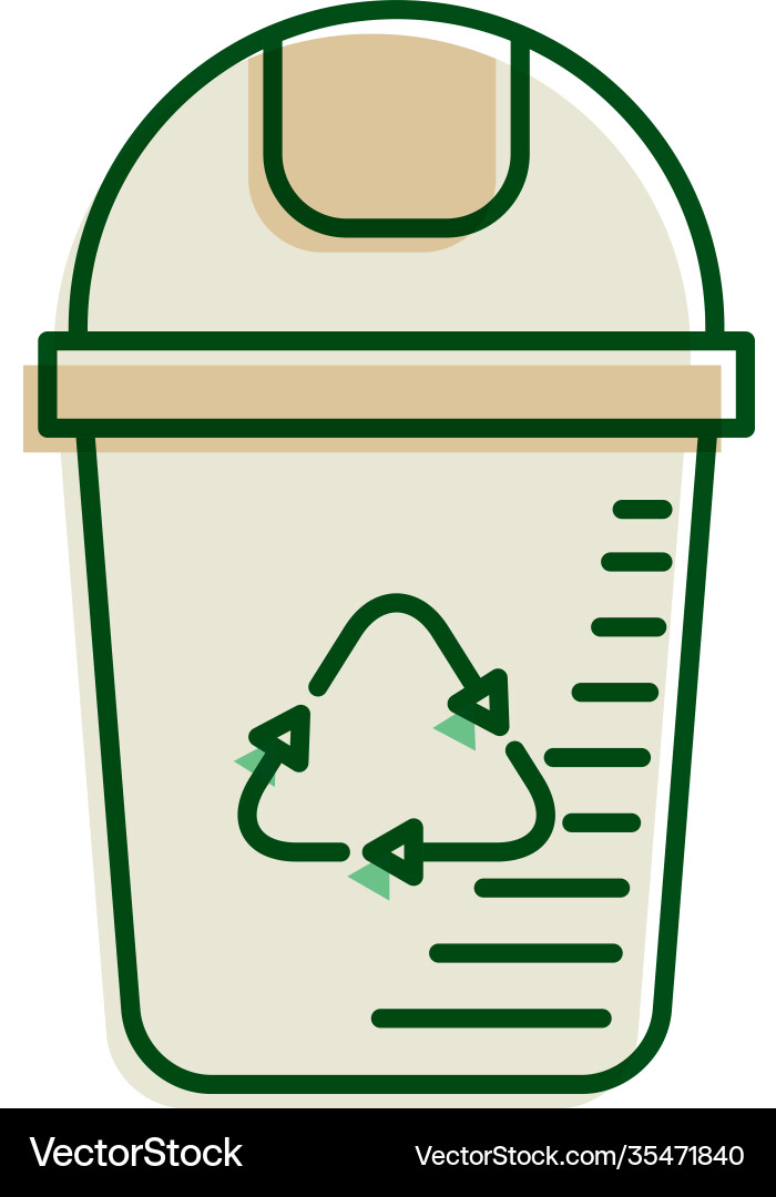 Garbage pot with recycle arrows ecology line Vector Image