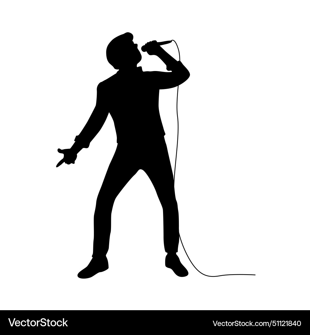 Man singing karaoke with micro Royalty Free Vector Image