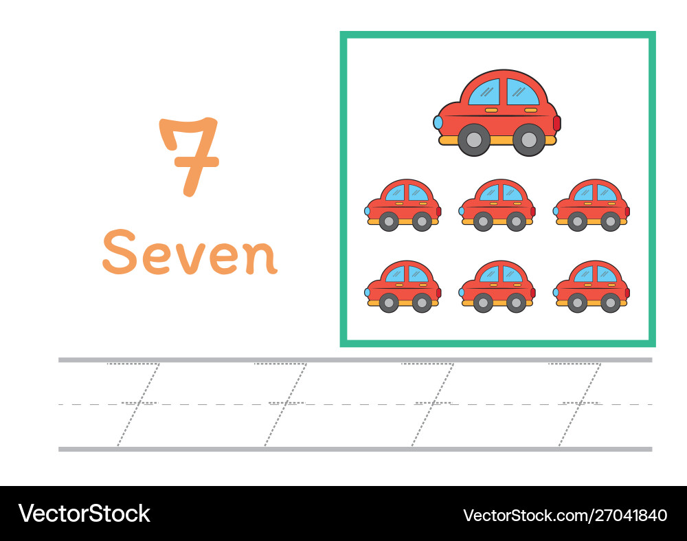 Number tracing and writing worksheet Royalty Free Vector