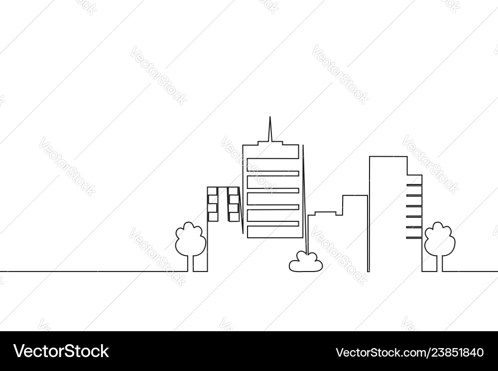 One line city building Royalty Free Vector Image