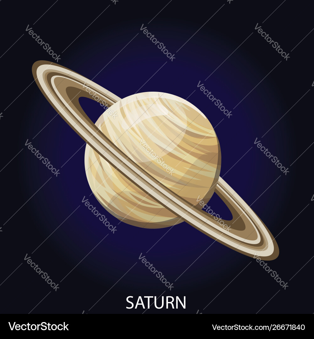 Planet saturn cartoon Royalty Free Vector Image