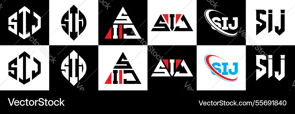 Sij letter logo design in six style polygon Vector Image