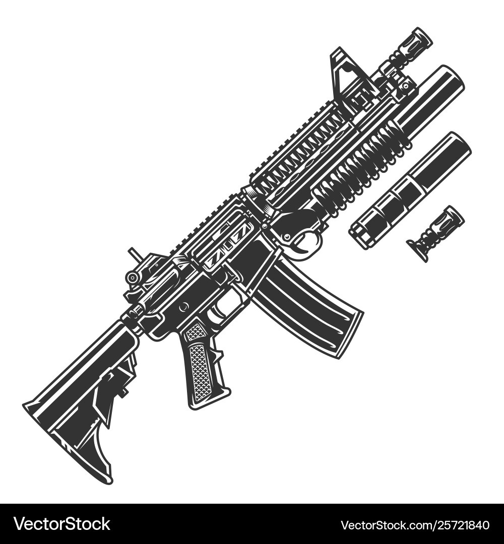 Vintage modern automatic assault rifle template Vector Image