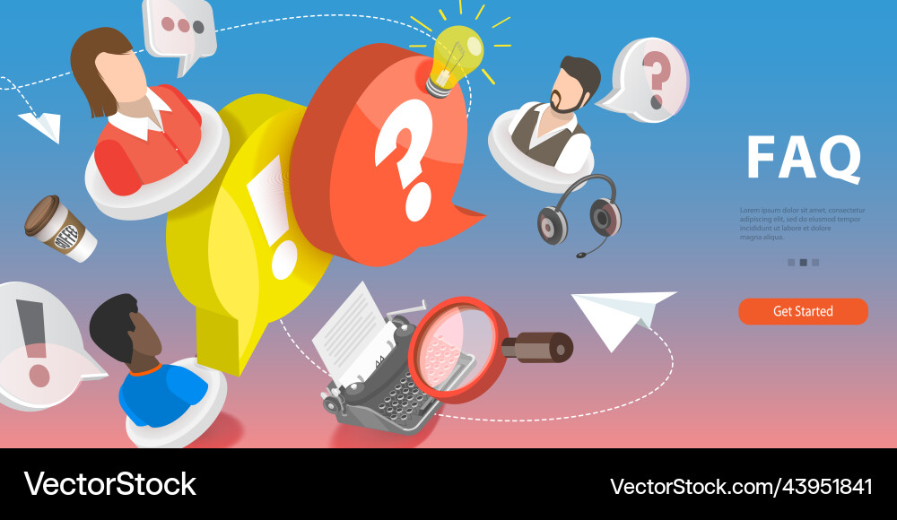 3d conceptual of faq Royalty Free Vector Image