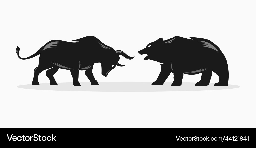 Bull versus bear cartoon Royalty Free Vector Image