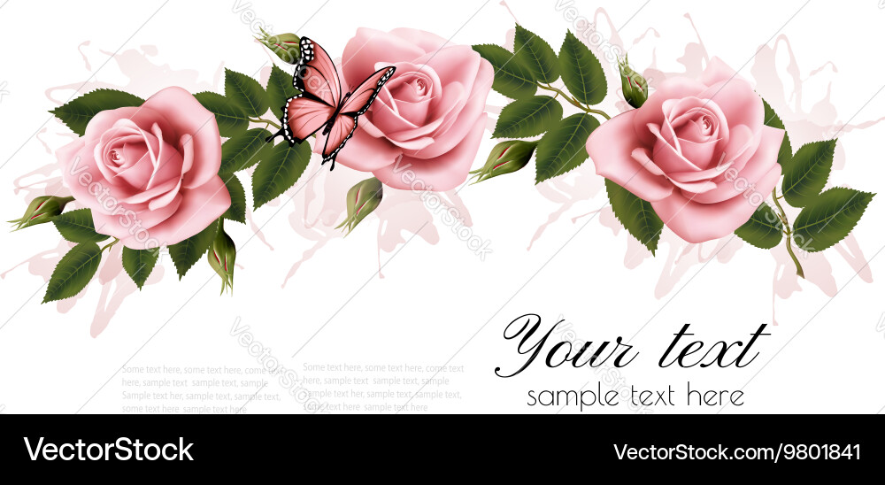 Elegant Pink Rose Frame Royalty Free Vector Image