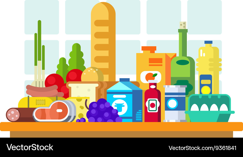 Food set on the table Royalty Free Vector Image